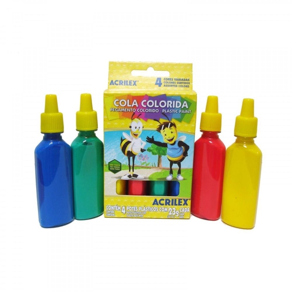 Cola colorida 4 cores 23g – Acrilex – JR Papelaria